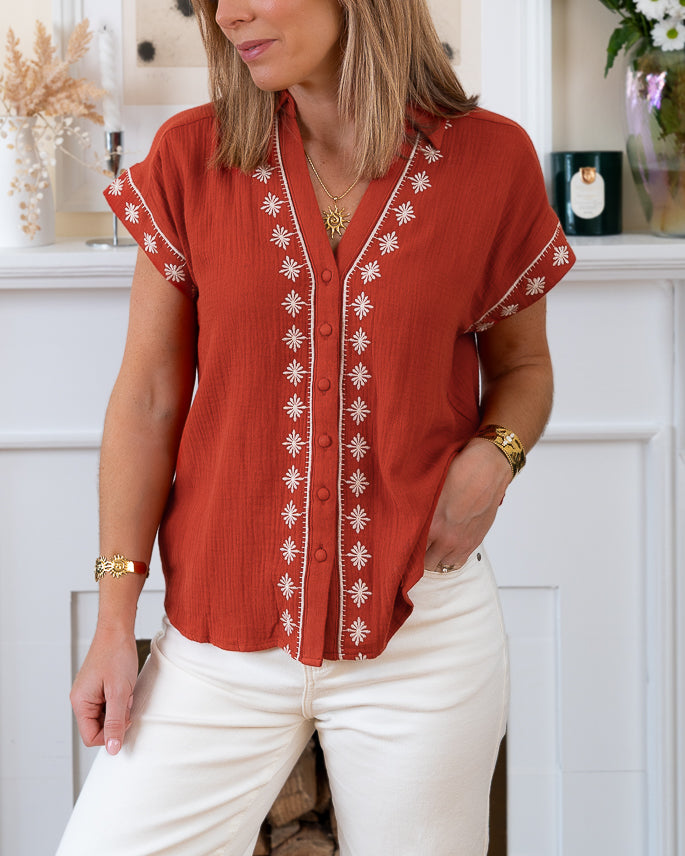 Terracotta Camila Blouse – ISABELLAS CLOTHING