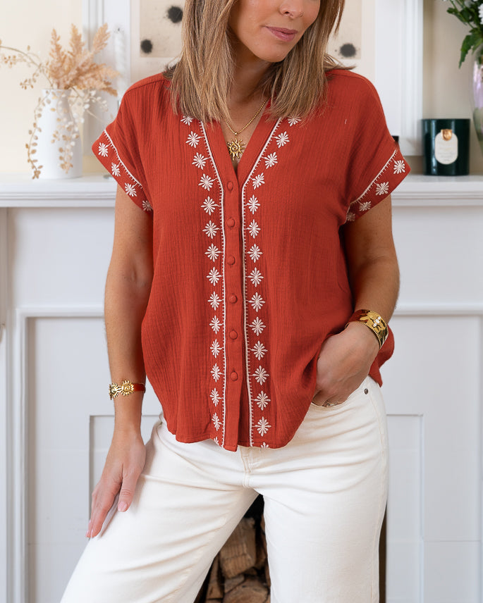 Terracotta Camila Blouse – ISABELLAS CLOTHING